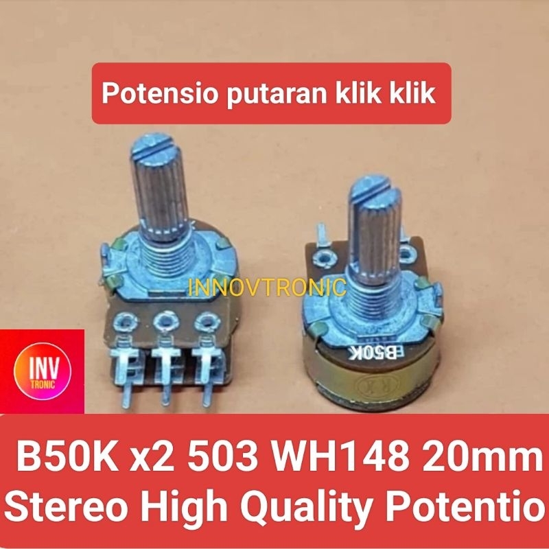 Jual Potensio RX Stereo Stepper Klik Rotary Seri B 10K 20K 50K 100K ...