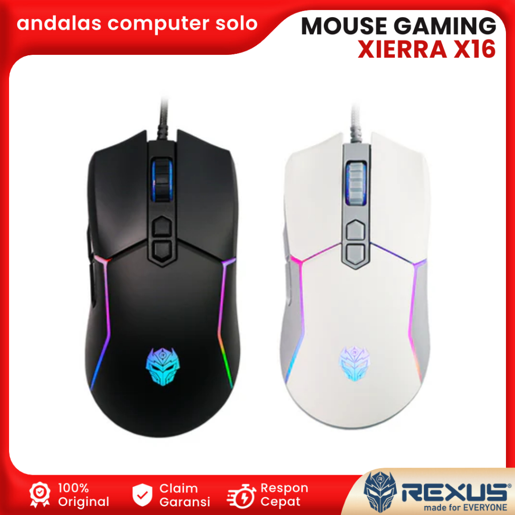 Jual MOUSE GAMING GAME USB REXUS XIERRA X16 RGB 7200DPI MOUSE GAMING ...