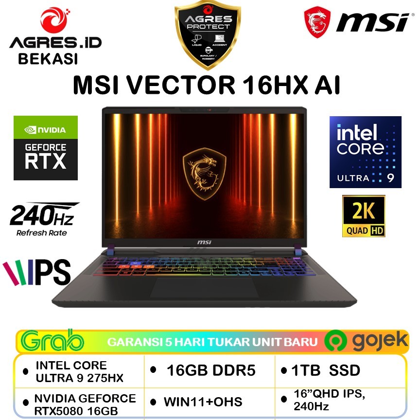 Jual MSI Vector 16HX AI Intel Core Ultra 9 275HX RTX5080 16GB (16GB 1TB) 16.0QHD+ 240HZ / w11 ...