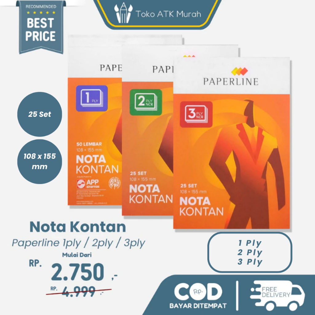 Jual Buku Nota Kontan Kecil Paperline 1ply / 2ply / 3ply Rangkap 50 25 ...