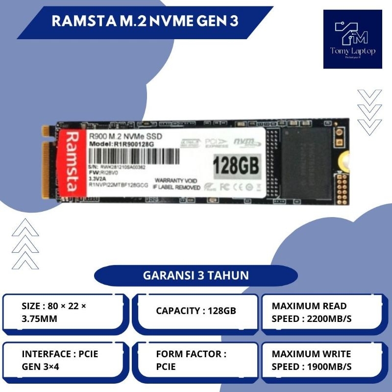 Jual SSD RAMSTA M.2 NVME NVME GEN 3 CAPACITY 128GB PCIE GEN 3×4 ...