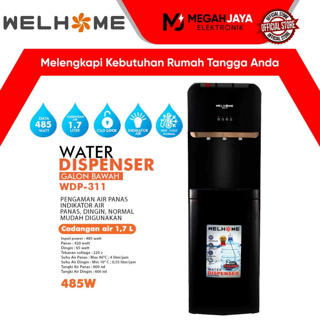 Jual [COD READY] WELHOME DISPENSER GALON BAWAH WDP-311 / WDP 311 PIPA ...
