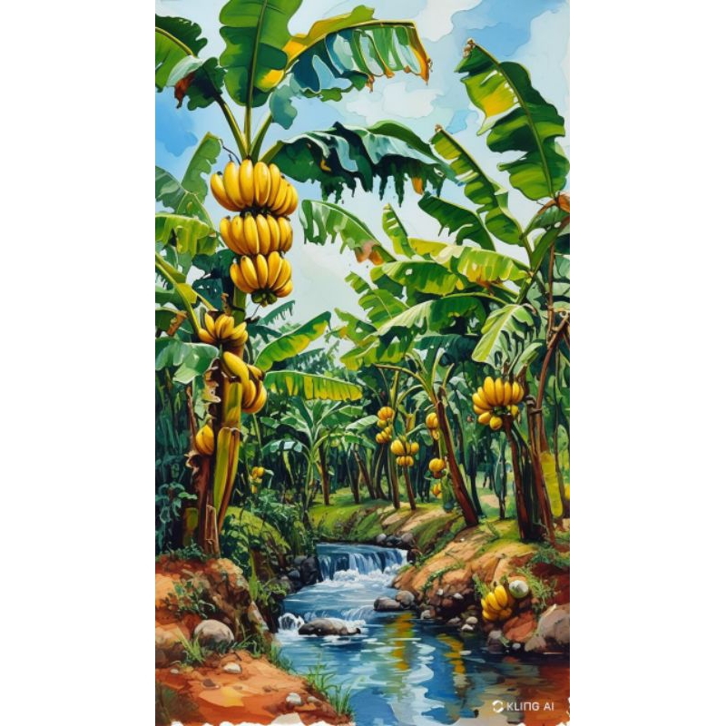 Jual Poster cetak, gambar pohon pisang, hiasan dinding, gambar pohon ...