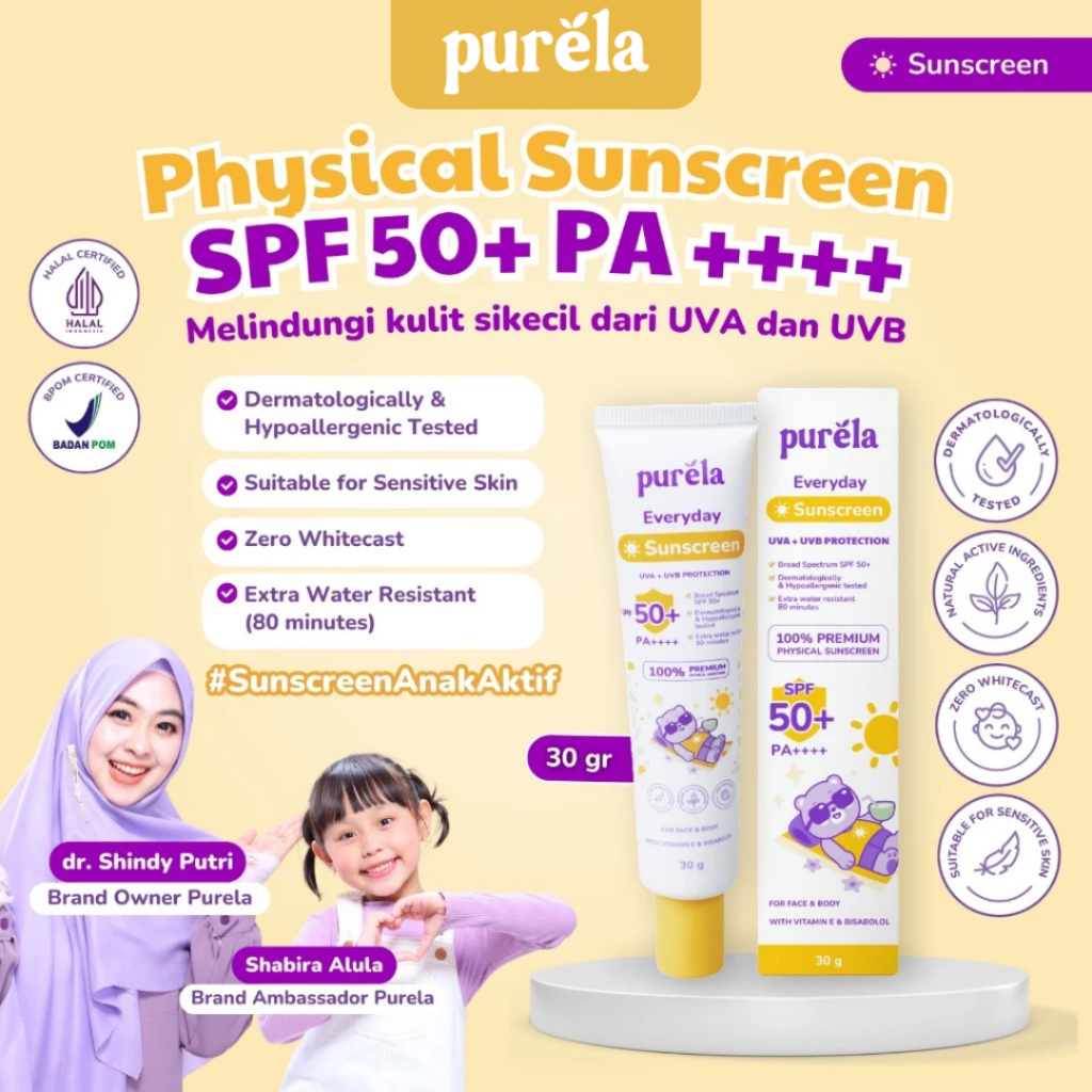 Jual Purela Baby Physical Sunscreen SPF 50+ PA++++ 30 gr Skincare Untuk ...