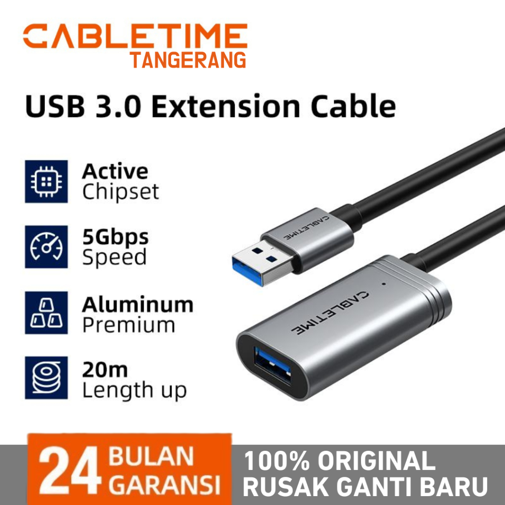 Jual CABLETIME Kabel USB Extension Active 3.0 Cable Extender High Speed ...