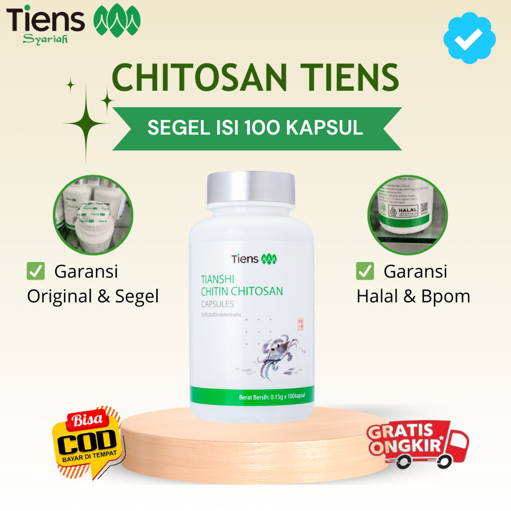 Jual Chitin Chitosan Tiens Original 100% 1 Botol Segel Isi 100 Kapsul ...