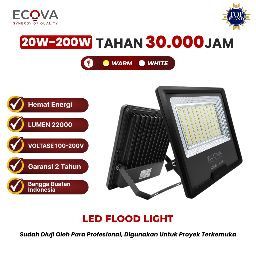 Jual Ecova - Lampu LED Floodlight | 20-200 Watt IP66 | Shopee Indonesia