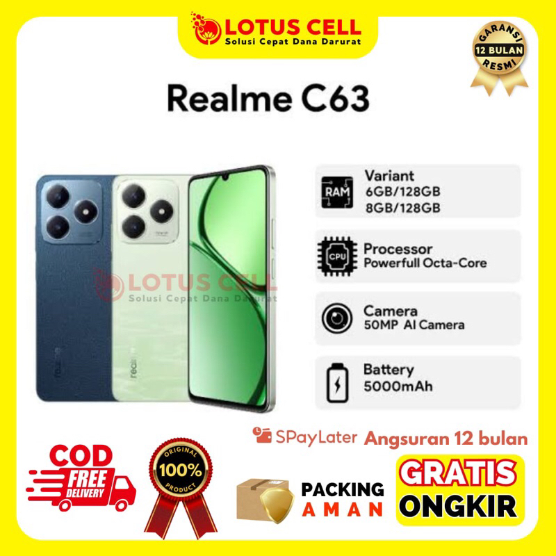 Jual realme C63 8GB+8GB* | 128GB 45W Fast Charge| 5000mAh Durable Battery | AI Boost Engine ...