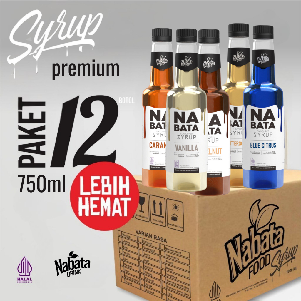 Jual Syrup Premium 1 Dus Paket 12 Botol 760 ml | Syrup Nabata Untuk ...