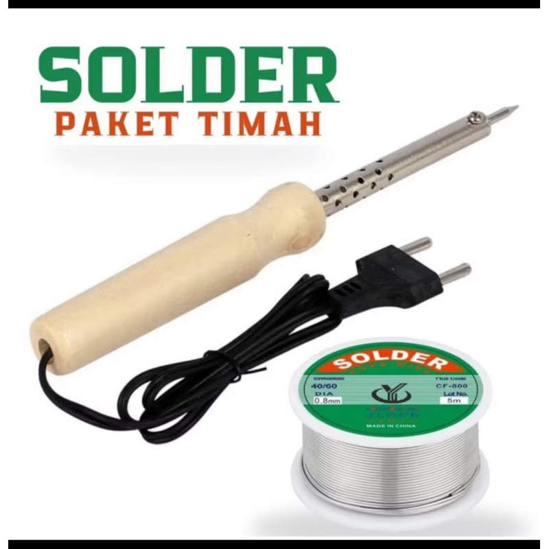Jual Paket Solder Timah - Solder Listrik Gagang Kayu Set Timah Alat ...