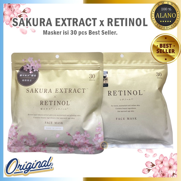 Jual Sakura Extract X Retinol Face Mask Original Japan 30 Pcs | Shopee ...