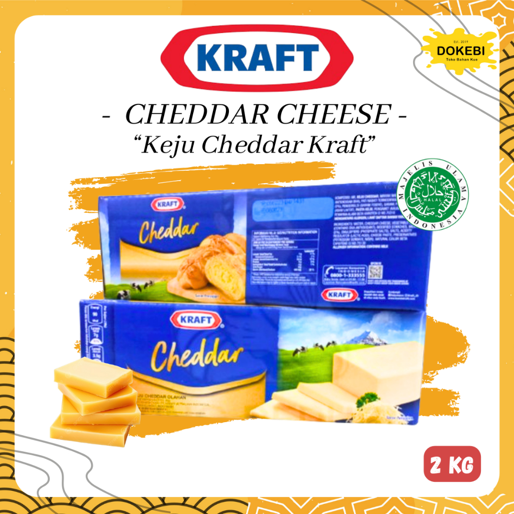 Jual Kraft Keju Cheddar 2 KG. Keju asli dari susu New Zealand | Shopee ...