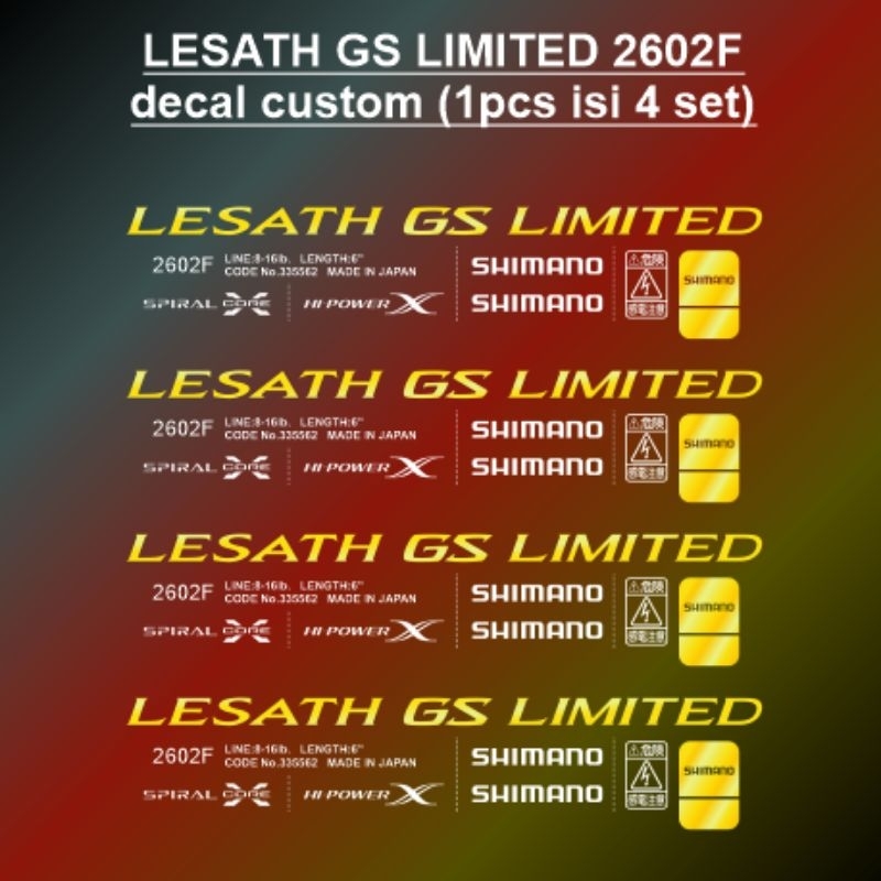 Jual LESATH GS LIMITED 2602F decal custom (1 pack isi 4 set lengkap ...