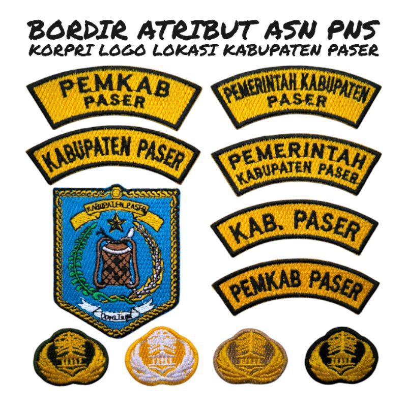 Jual BORDIR ATRIBUT ASN PNS LOGO LOKASI KABUPATEN PASER | Shopee Indonesia