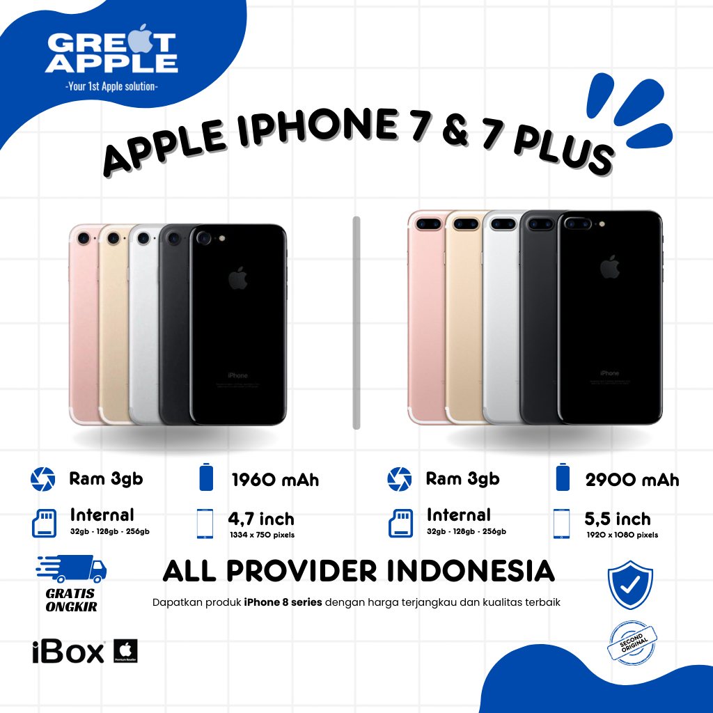Jual IPHONE 7 / IP 7 PLUS 32GB 128GB 256GB Second BEKAS | MULUS NORMAL FULLSET | Shopee Indonesia