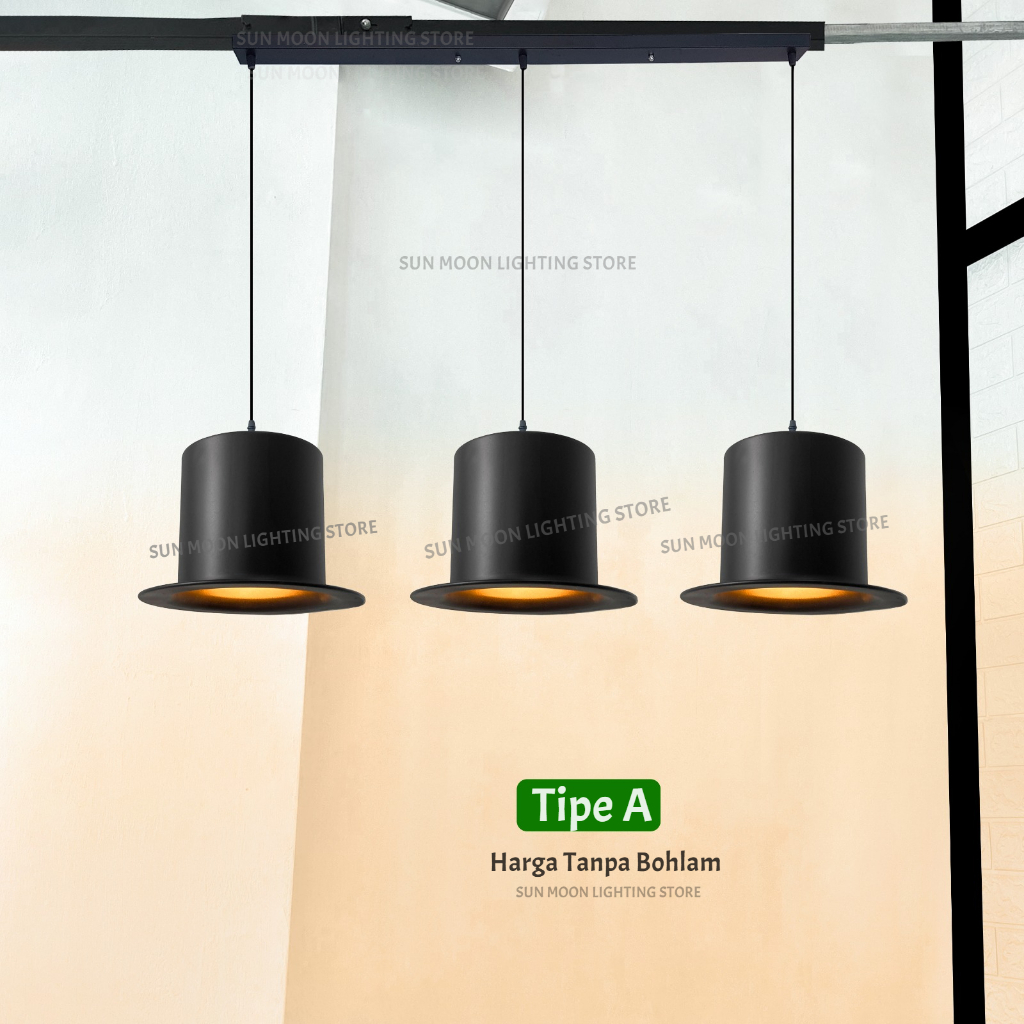 Jual Lampu gantung hias 3in1 kop panjang 80cm vintage pendant lamp light cafe meja makan island ...