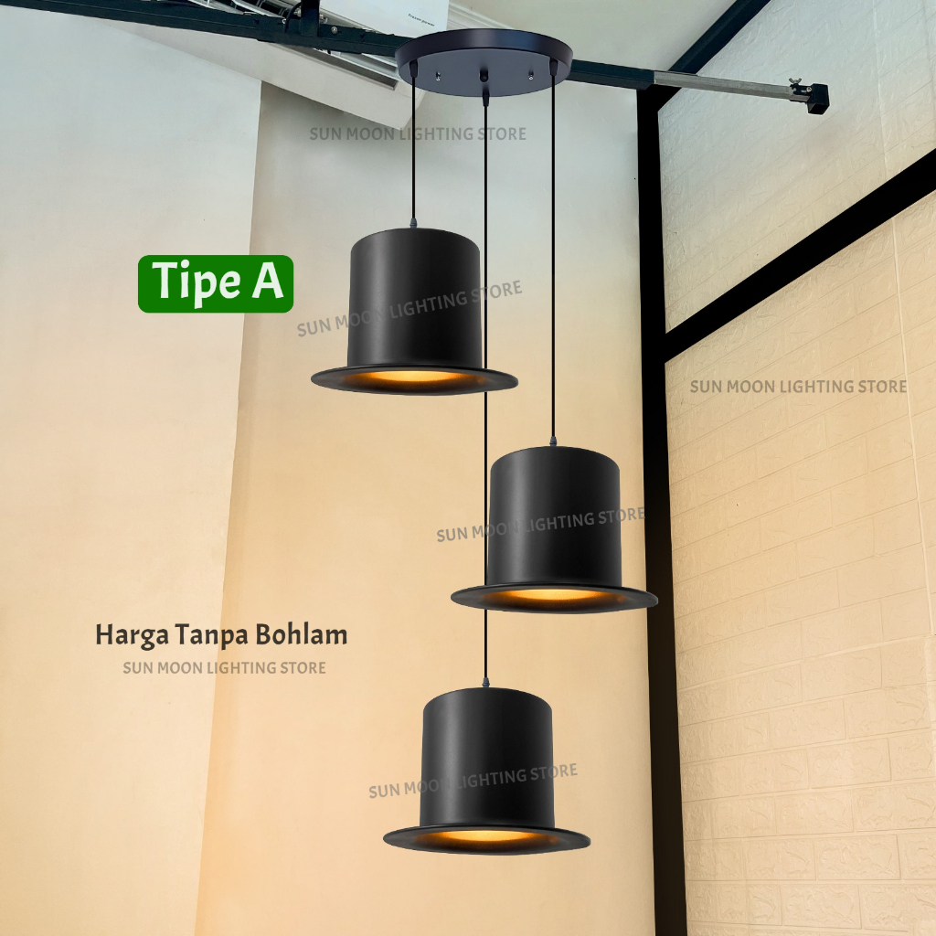 Jual Lampu gantung void tangga hias 3in1 vintage pendant light lamp cafe meja makan island ...