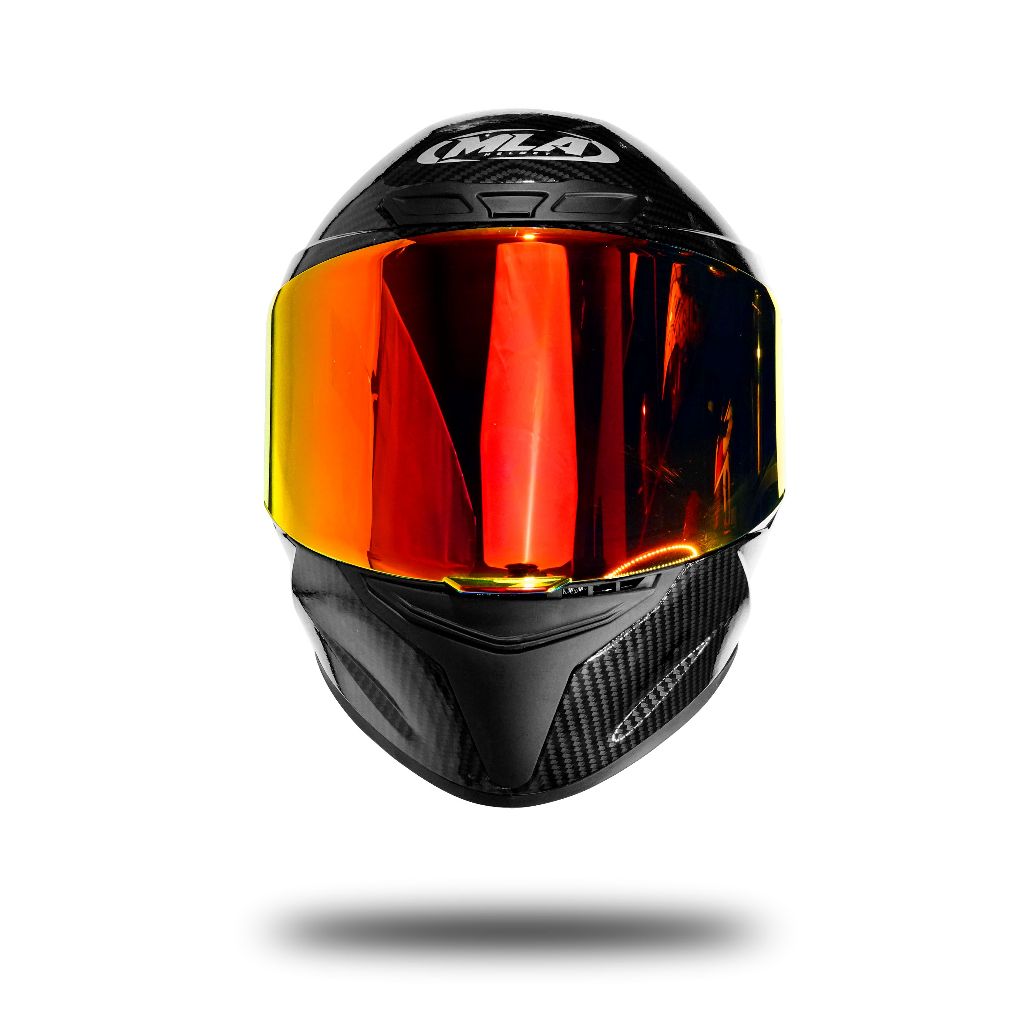 Jual Helm Full Face Mla Crypton Motif Carbon Glossy Kaca Visor Red Gold ...