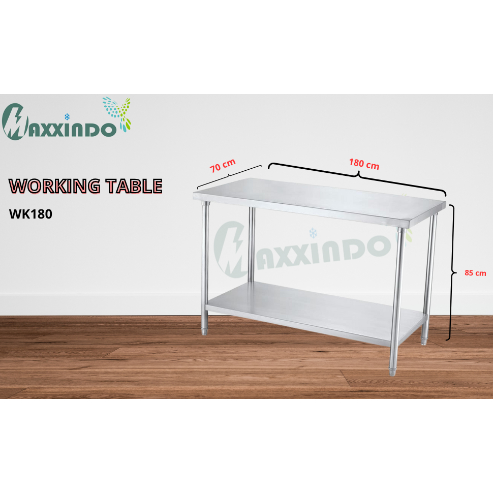 Jual Custom Working Table Stainless Steel 180cm - WK180 - Meja Dapur ...