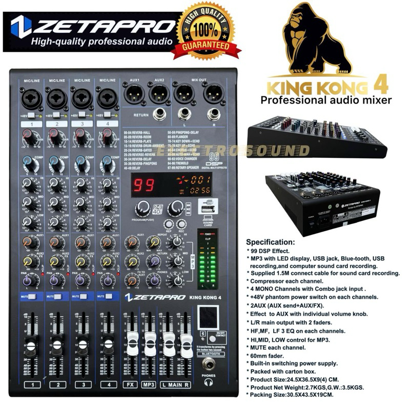 Jual MIXER AUDIO ZETAPRO KINGKONG 4, COMPRESSOR / Zetapro Original | Shopee Indonesia