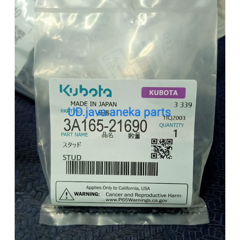 Jual STUD kubota traktor 4 roda #3A165-21690 genuine M9000-M9540 ...