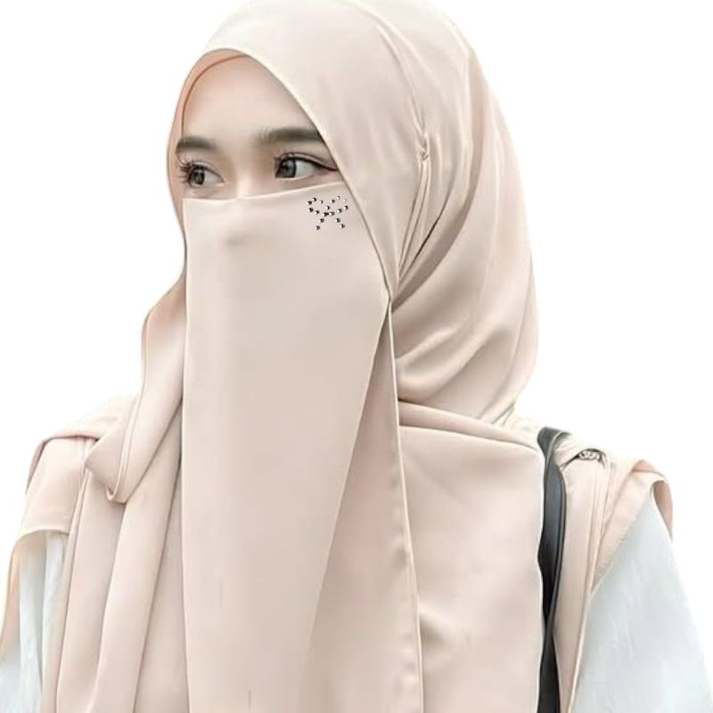 Jual Cadar tali 2 layer pita cadar terbaru cadar niqab cadar talib2 layer tanpa jahitan bawah ...