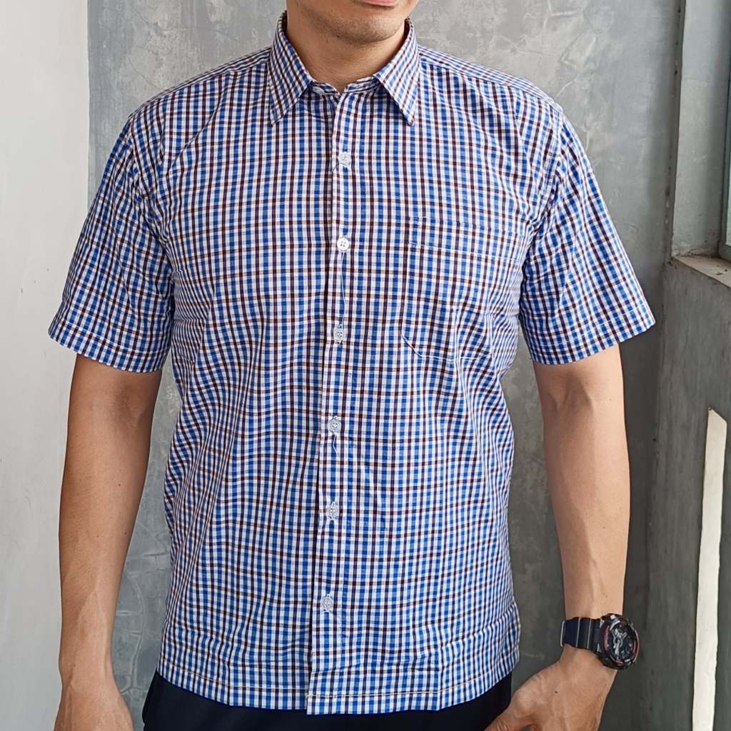 Jual Salice Paolo Kemeja Pria Lengan Pendek Reguler Motif Kotak Chicago ...