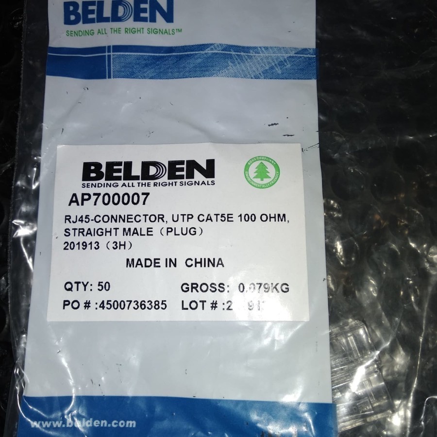Jual Belden Connector UTP RJ45 Cat 5e/Konektor RJ 45 Cat5e /AP700007 ...