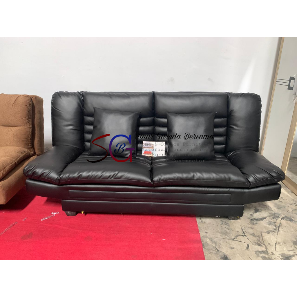 Jual SOFA BED EMPUK MOTIF LURUS + 2 BANTAL / SOFA BED DACRON SERBAGUNA ...