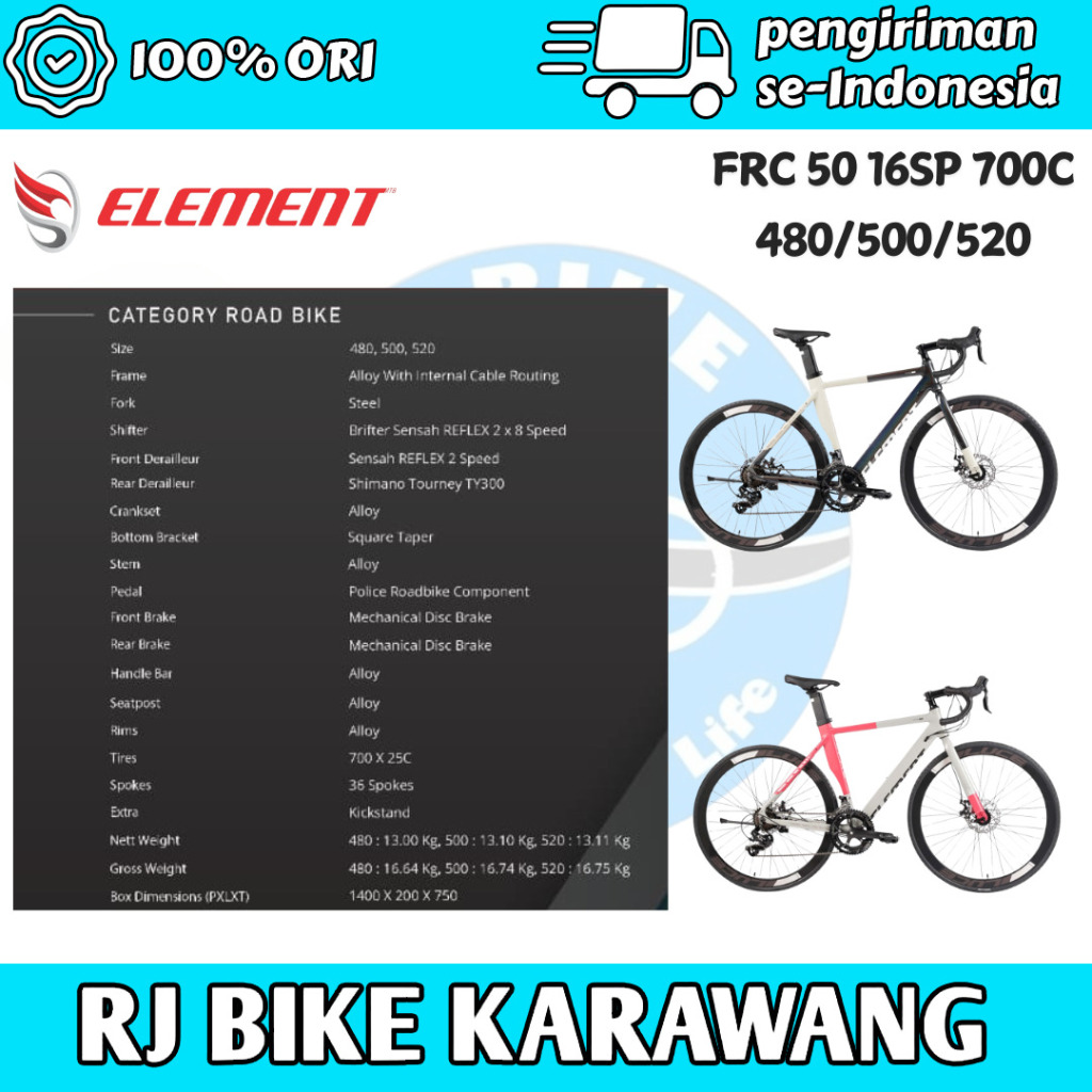 Jual SEPEDA BALAP ELEMENT FRC 50 NEW 16 SPEED ROAD BIKE 700C | Shopee ...