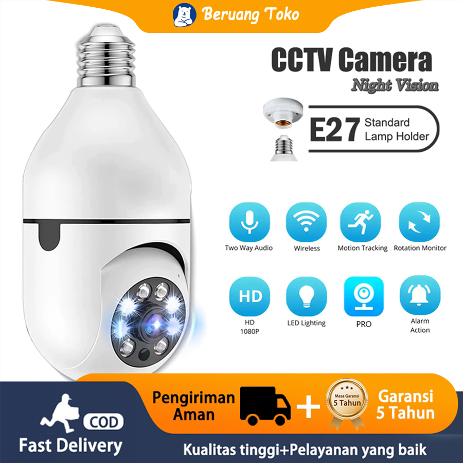 Jual Wifi Panorama Camera CCTV Lampu 8MP Kamera CCTV 360° PTZ & Memory ...