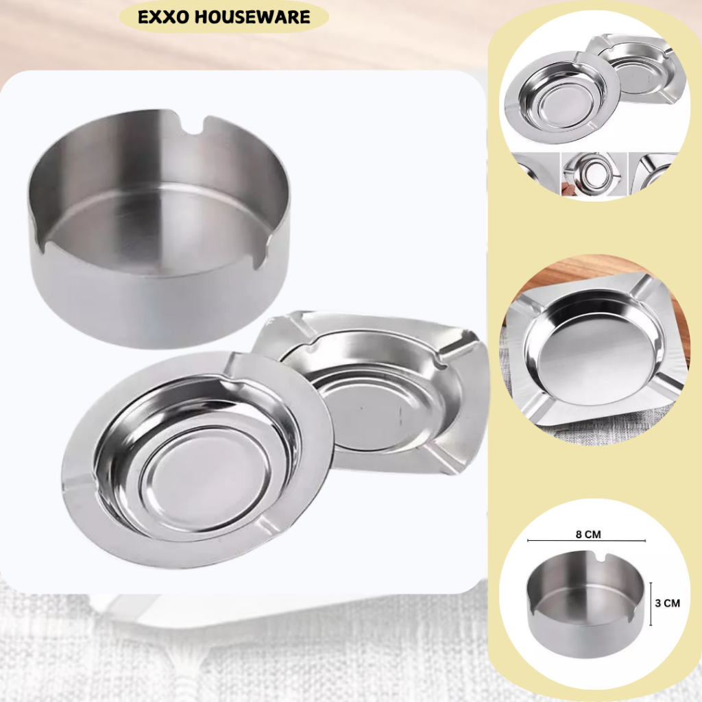 Jual Asbak Rokok Stainless Steel Piring Mangkok Tempat Abu Puntung ...