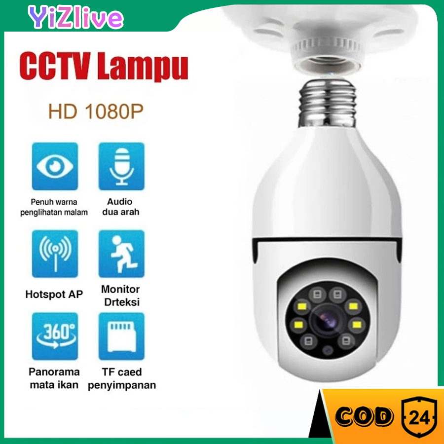 Jual Wifi Panorama Camera CCTV Lampu 8MP Kamera CCTV 360° PTZ & Memory ...