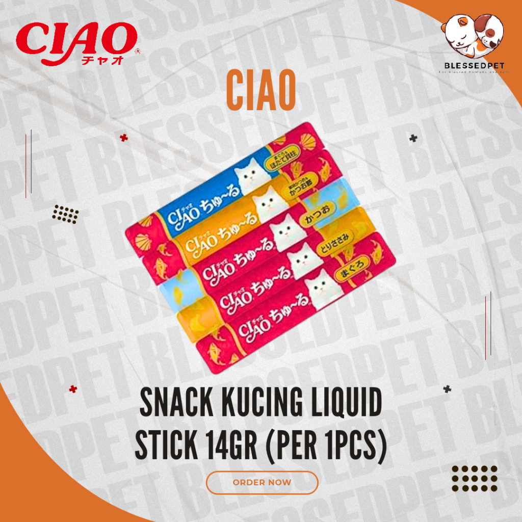 Jual CIAO Snack Kucing Liquid per 1 Pcs 14gr (Varian Rasa Random) | Shopee Indonesia