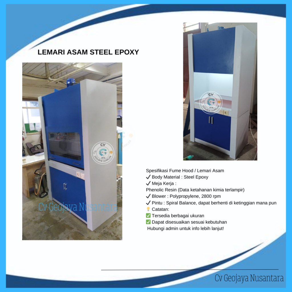 Jual Lemari asam / fume hood Steel Epoxy 1000x600x2000 Fumehood Besi ...