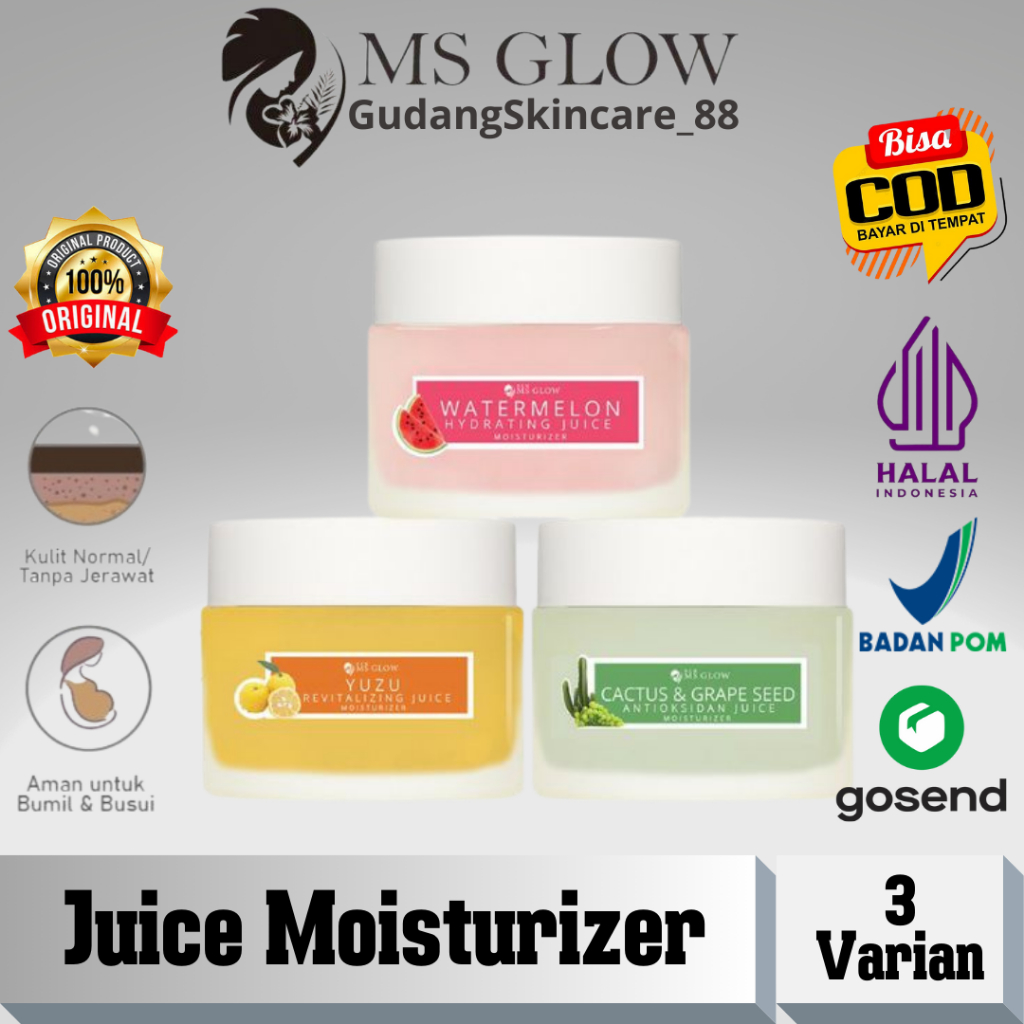 Jual Moisturizer Ms Glow Cream Juice Yuzu Cactus Watermelon Pelembab ...