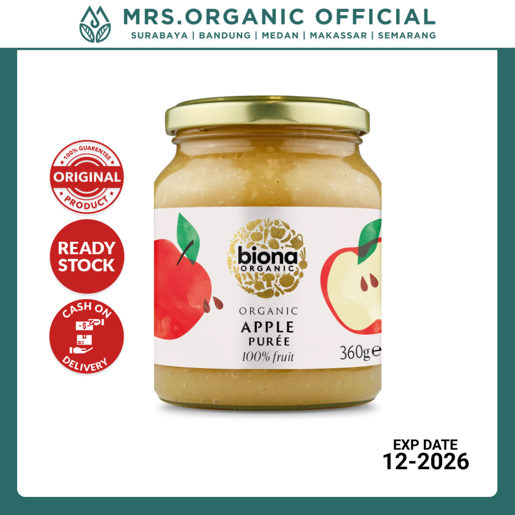 Jual Pure Apel Organik Biona Organic Apple Puree No Added Sugar 360 Gr ...