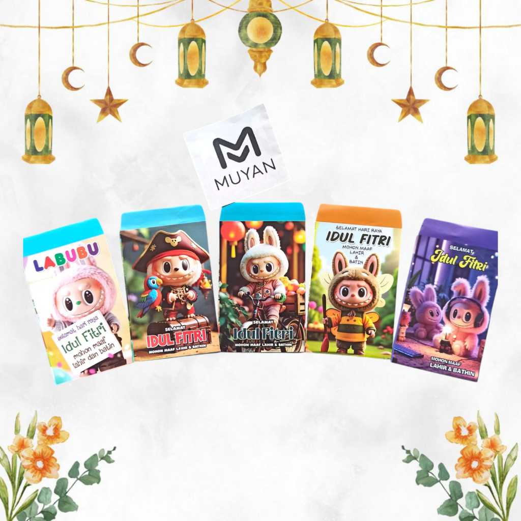 Jual Ampau Lebaran Idul Fitri Medium Karakter Labubu 50 Lembar Campur ...