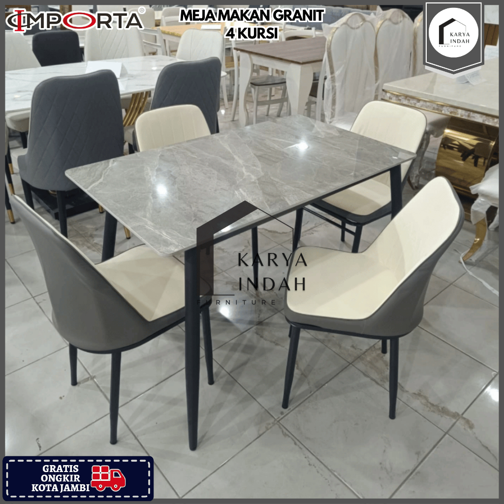 Jual MEJA MAKAN GRANIT IMPORTA MARBLE 4 Kursi Besi Modern Minimalis ...