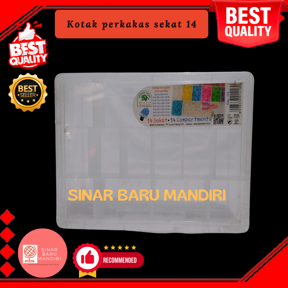 Jual Kotak perkakas / Tool box / Storage box 14 sekat Reiko 1416 green ...
