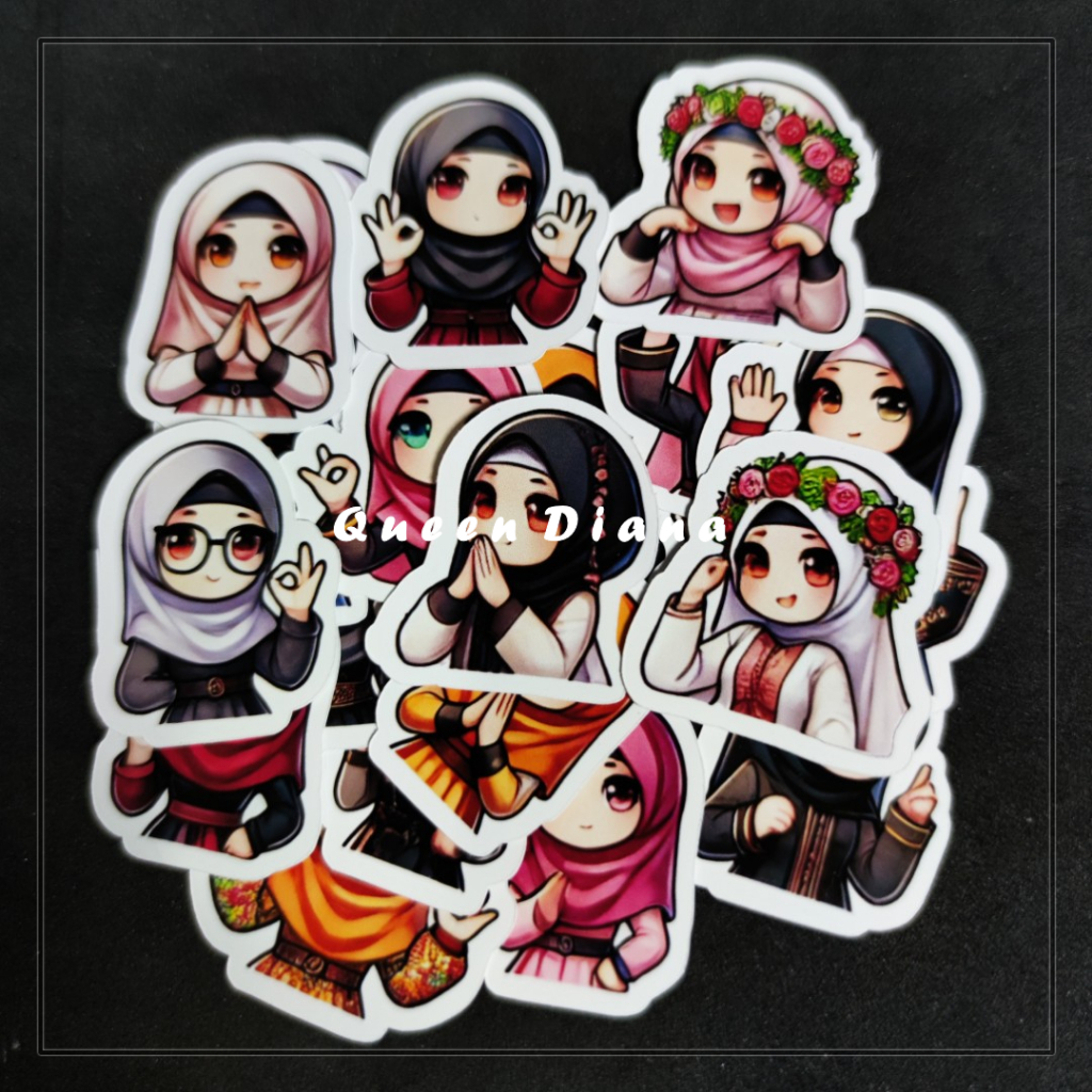 Jual isi 20 pcs stiker hijab chibi sticker glossy karakter super imut ...