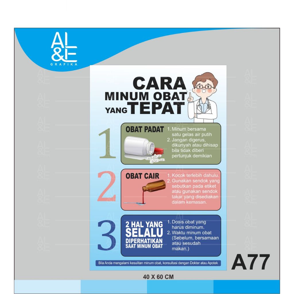 Jual A77 - Acrylic Sign, Stiker Akrilik Cara Minum Obat yang Benar dan ...