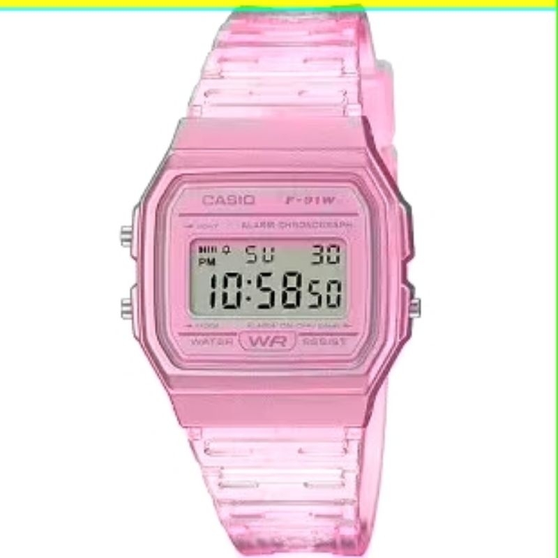 Jual Jam Tangan Casio Original F-91WS-4DF Digital Dial Light Pink Clear ...