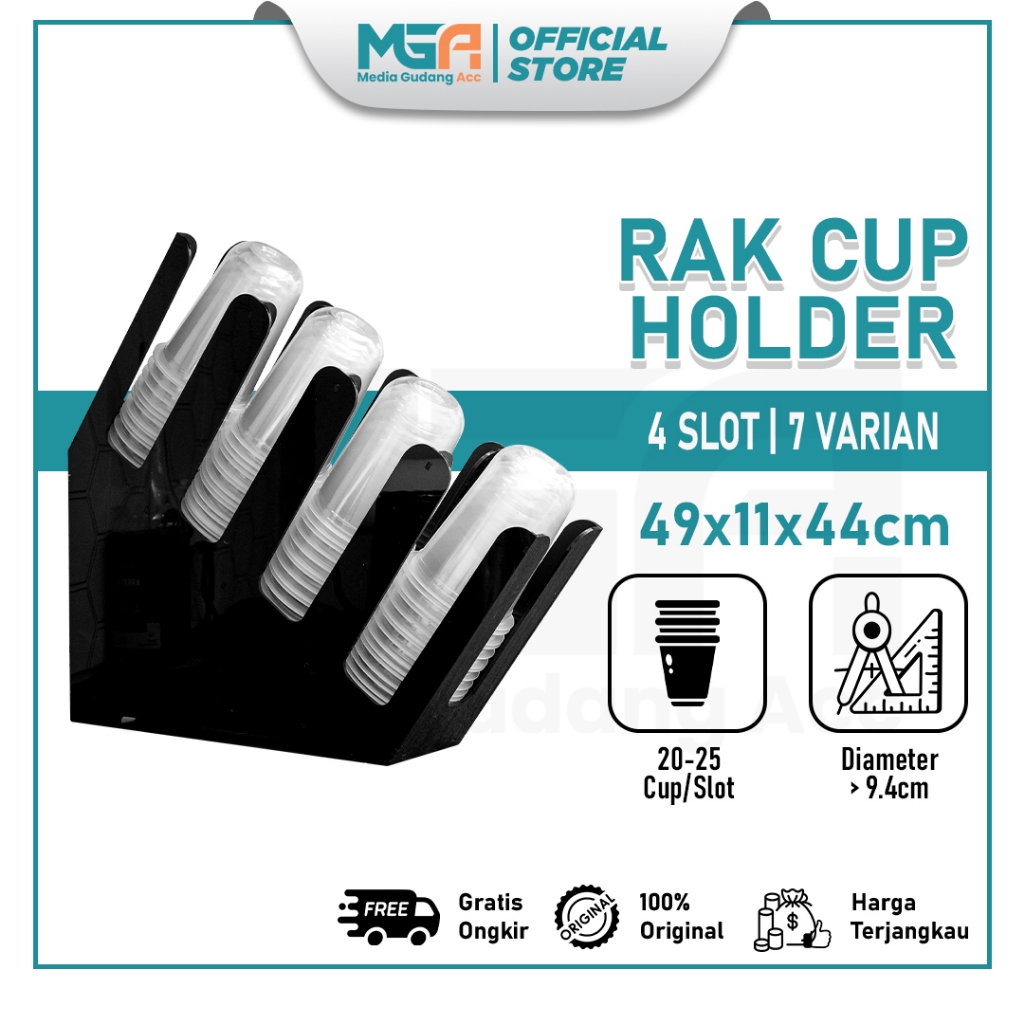 Jual RAK PAPER CUP 4 SLOT 2MM 3MM COFFEE ORGANIZER SINGLE BAR AKRILIK ...
