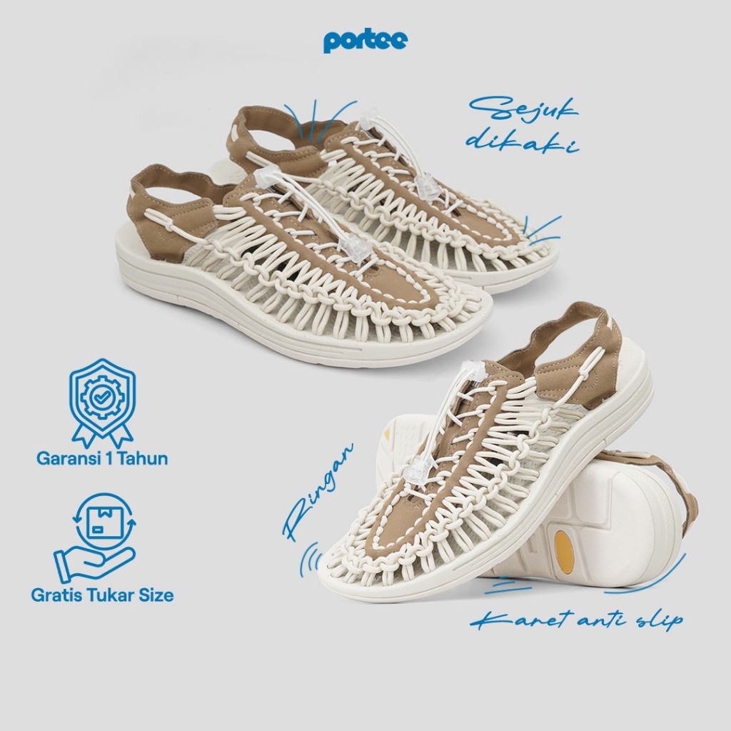 Jual Sandal Wanita Portee Loom Sandal White Khaki Sandal Outdoor Sandal ...