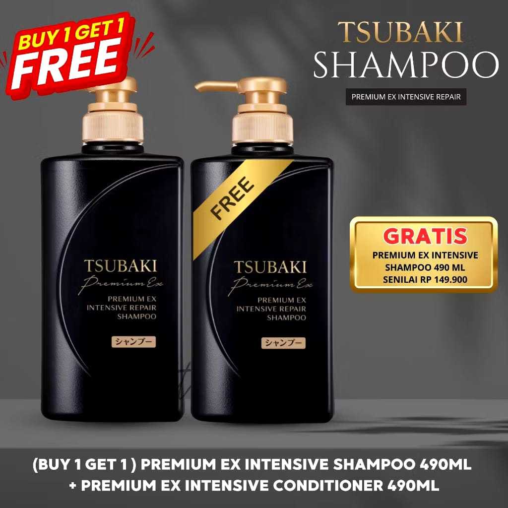 Jual SheBeauty | Tsubaki Premium Ex Intensive Repair Shampoo 490ml FREE Shampoo 490ml (BOTOL ...