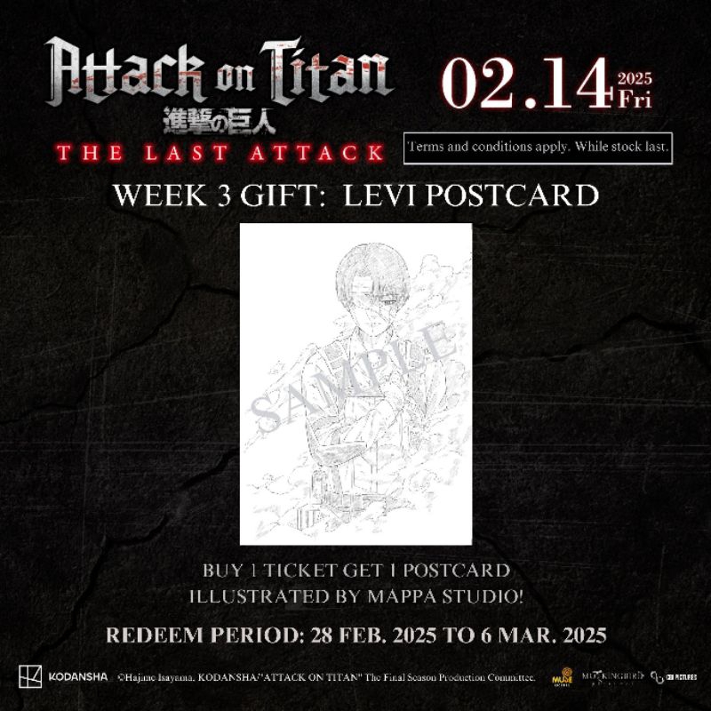 Jual Postcard Levi Attack On Titan Anime Film CGV Gift AOT Merch Ori ...