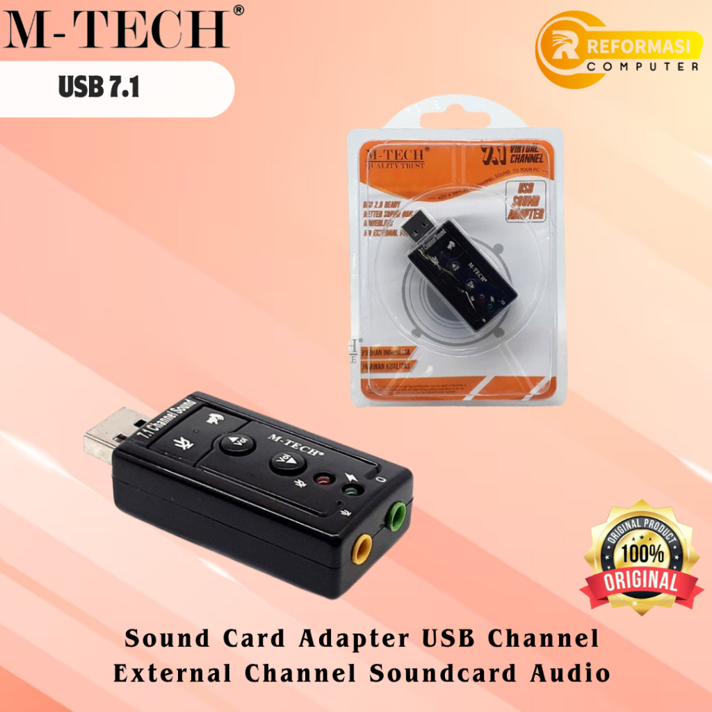Jual M-TECH Sound Card Adapter USB 7.1Channel External 7.1 Channel Soundcard Audio | Shopee ...
