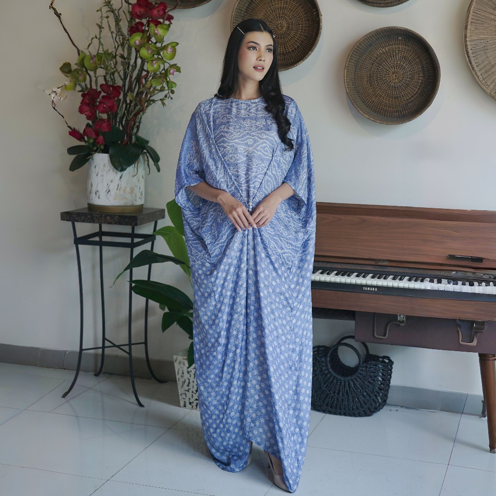 Jual BATIK TRUSMI Kaftan Lebaran Dress Wanita Batik Mega Mendung ...
