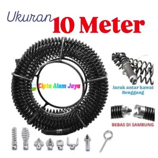 Jual Kawat spiral alat pembersih pipa saluran air mampet 10 Meter Pipe Cleaner - Alat Pembersih ...